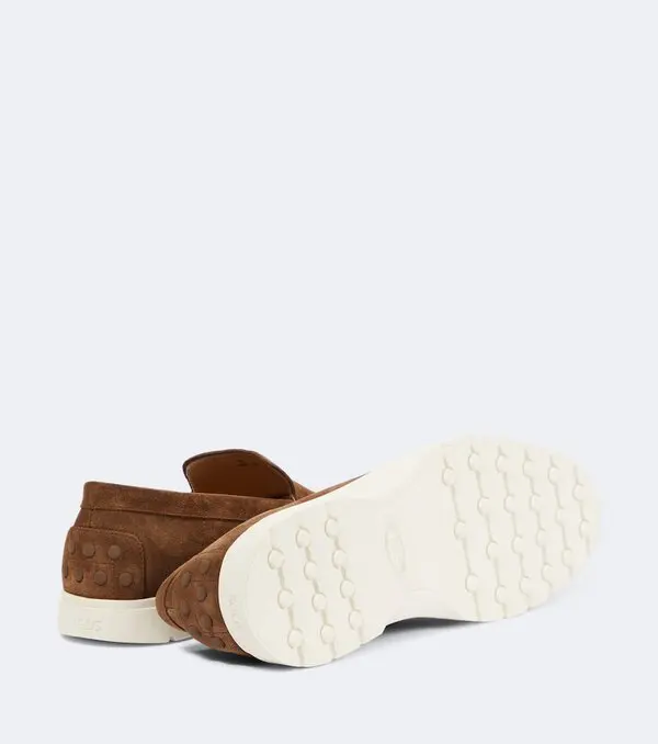 TOD'S Suede Almond Toe Loafers - Brown