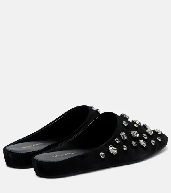 Veronica Beard Narcisa Crystal-embellished Suede Mules