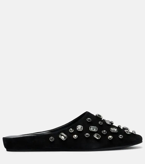 Veronica Beard Narcisa Crystal-embellished Suede Mules