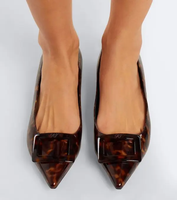 ROGER VIVIER Gommettine Patent Leather Ballet Flats - Brown