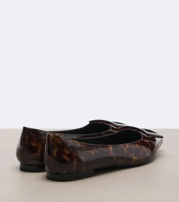 ROGER VIVIER Gommettine Patent Leather Ballet Flats - Brown