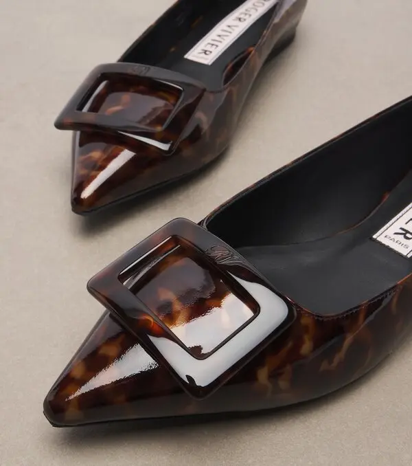 ROGER VIVIER Gommettine Patent Leather Ballet Flats - Brown