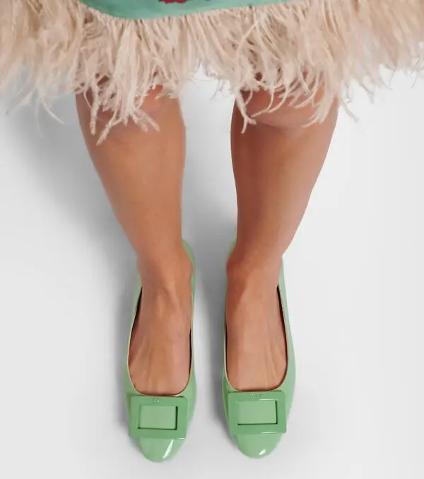 ROGER VIVIER Patent Ballet Flats - Green