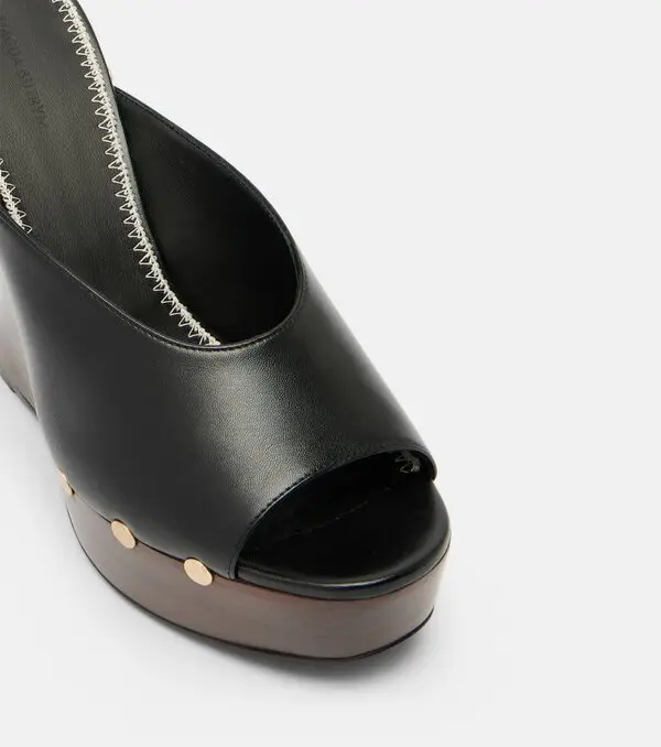 Magda Butrym Studded Leather Wedge Mules - Black