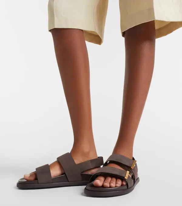 TOD'S Suede Slingback Sandals - Brown
