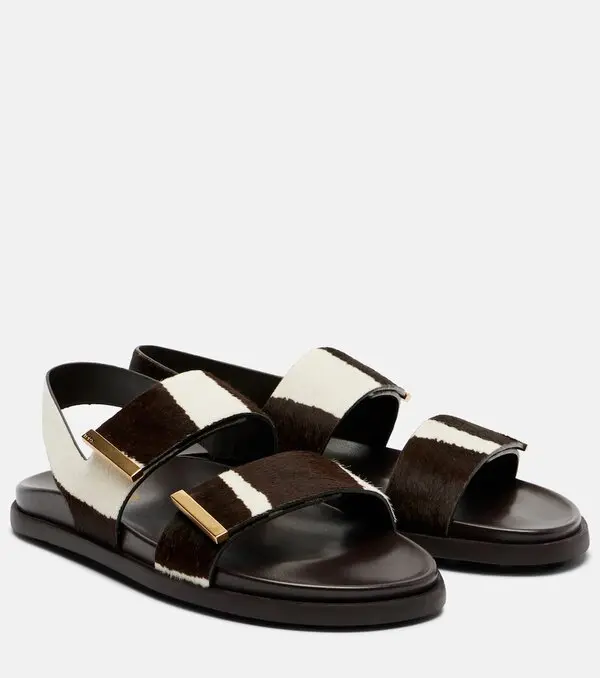 TOD'S Printed Calf Hair Sandals - Brown