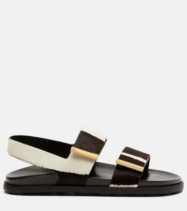 TOD'S Printed Calf Hair Sandals - Brown
