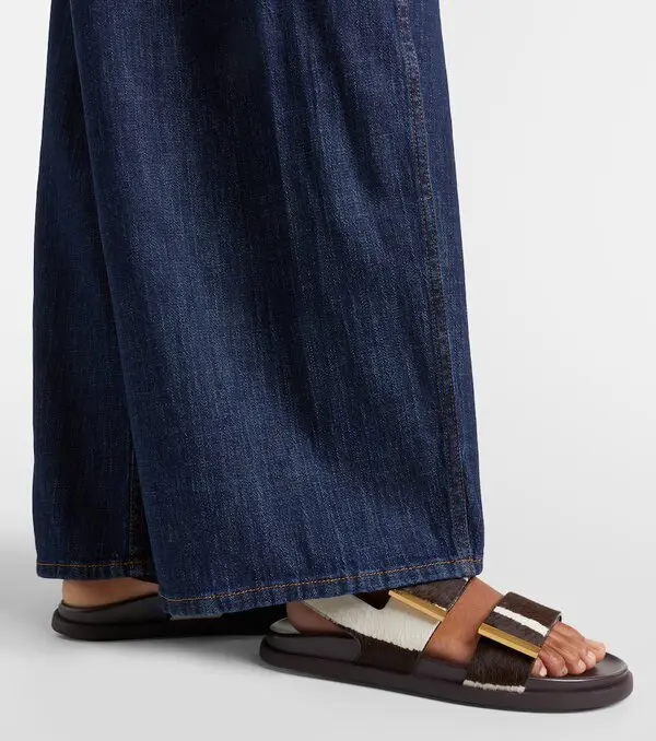 TOD'S Printed Calf Hair Sandals - Brown