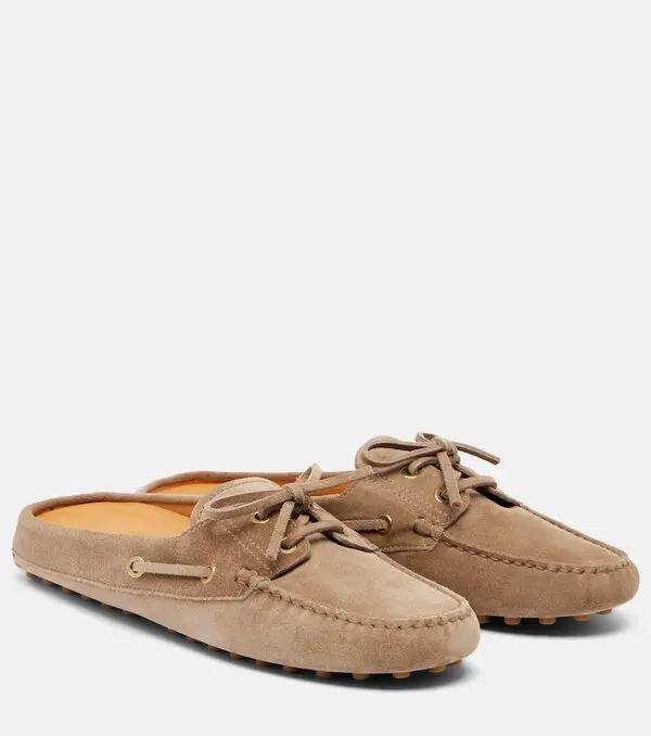 TOD'S Suede Slip-on Loafers - Beige