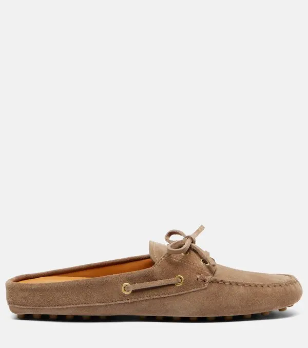TOD'S Suede Slip-on Loafers - Beige