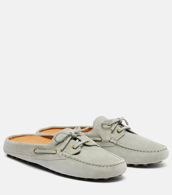 TOD'S Suede Slip-on Loafers - Grey