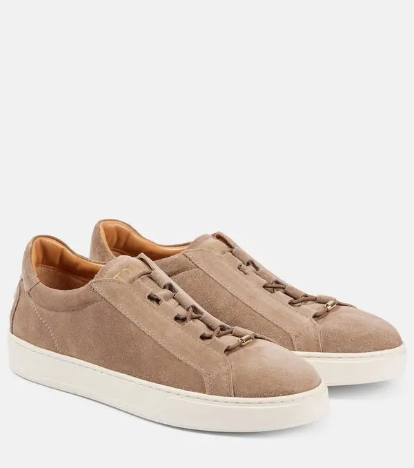 TOD'S Suede Lace-up Sneakers - Beige