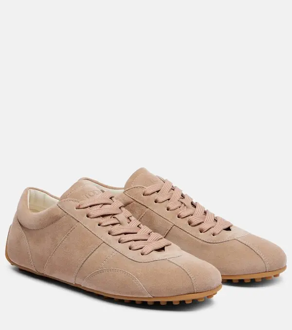 TOD'S Suede Lace-up Sneakers - Beige