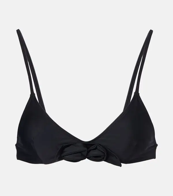 Coperni Floral-appliqué Bikini Top - Black