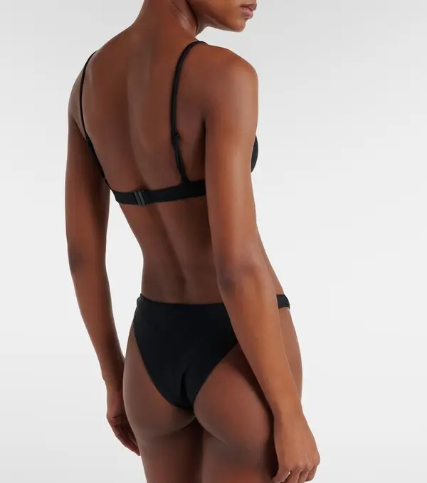 Coperni Floral-appliqué Bikini Top - Black