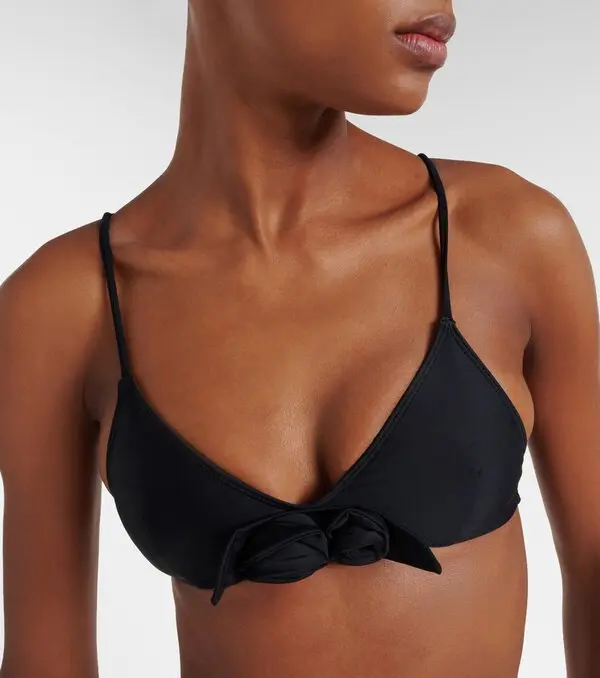 Coperni Floral-appliqué Bikini Top - Black