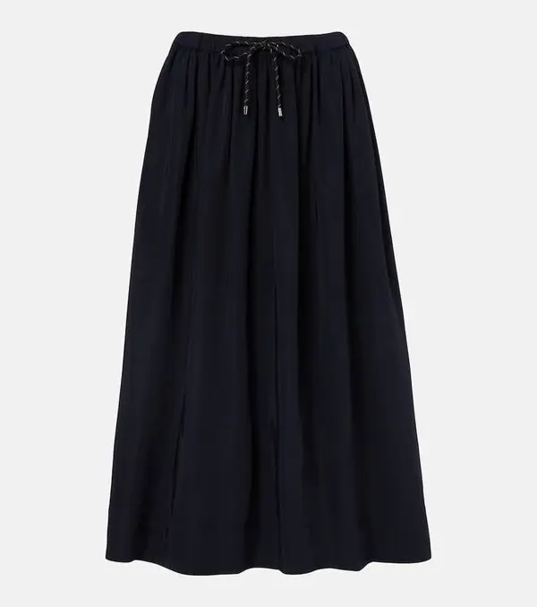 Veronica Beard Bates Gathered Taffeta Midi Skirt - Blue