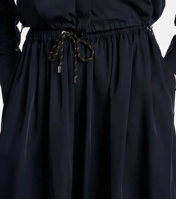 Veronica Beard Bates Gathered Taffeta Midi Skirt - Blue