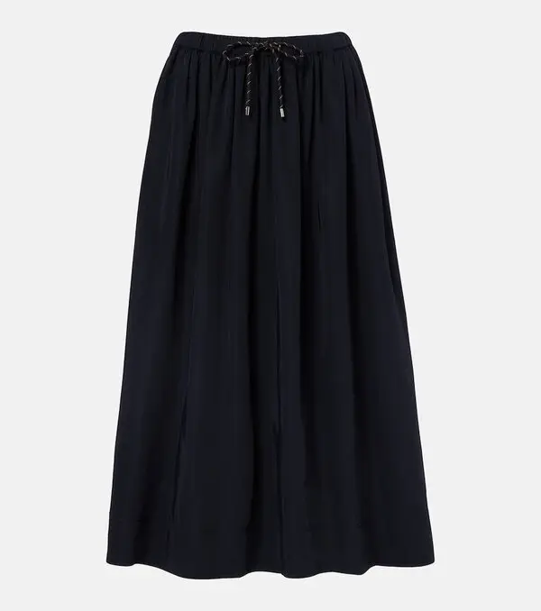 Veronica Beard Bates Gathered Taffeta Midi Skirt - Blue