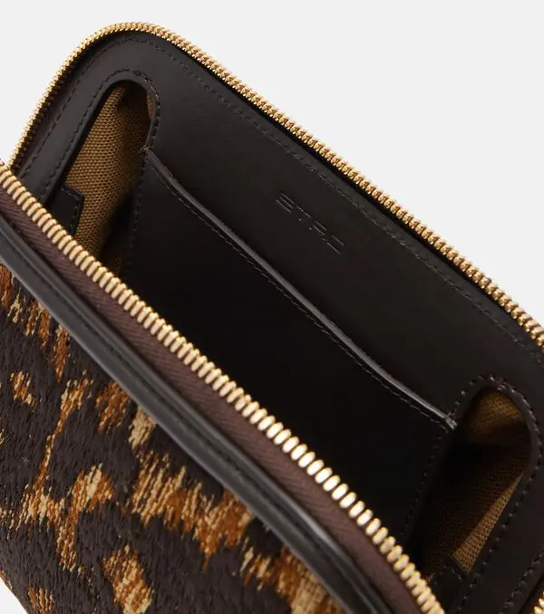 Etro Leather-trimmed Raffia-effect Crossbody Bag