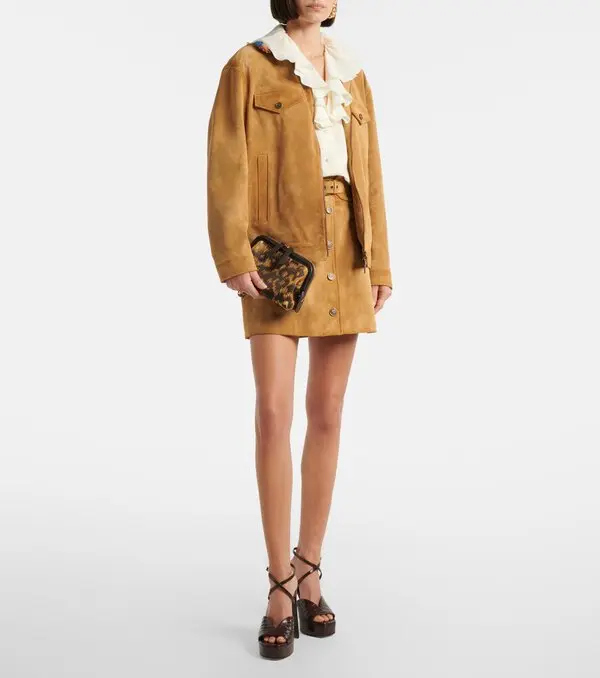 Etro Leather-trimmed Raffia-effect Crossbody Bag