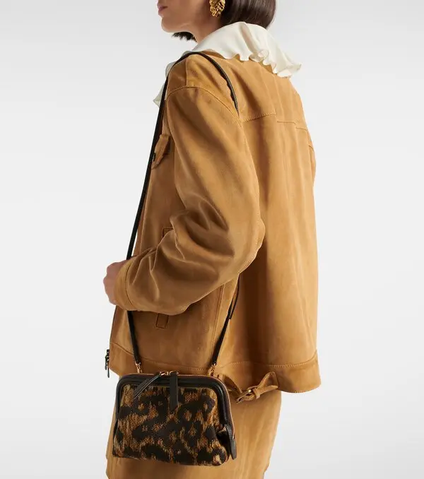 Etro Leather-trimmed Raffia-effect Crossbody Bag