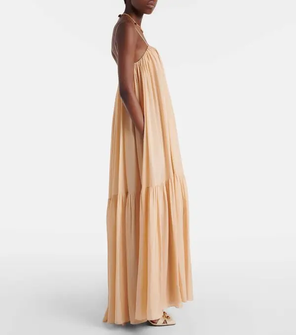 Chloé Silk Maxi Dress - Beige