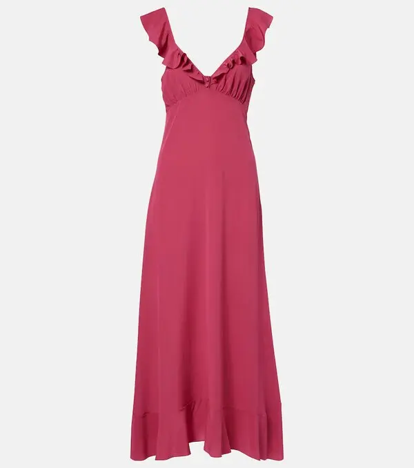 Chloé Ruffled Silk Midi Dress - Pink