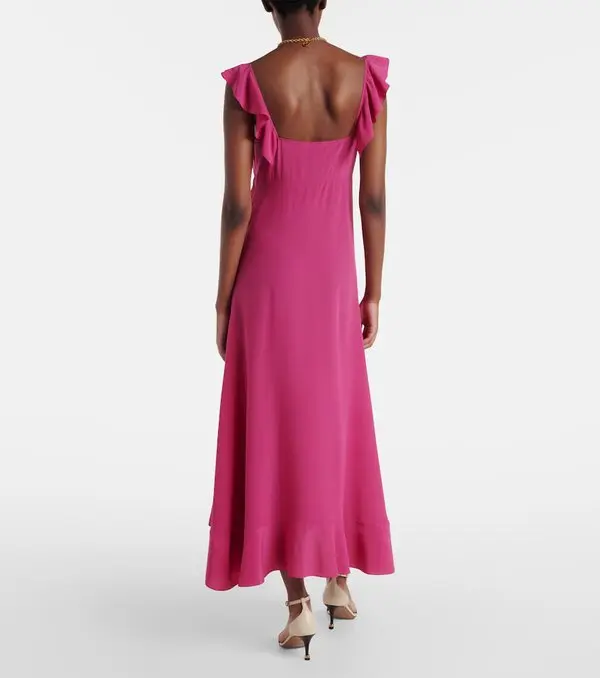 Chloé Ruffled Silk Midi Dress - Pink