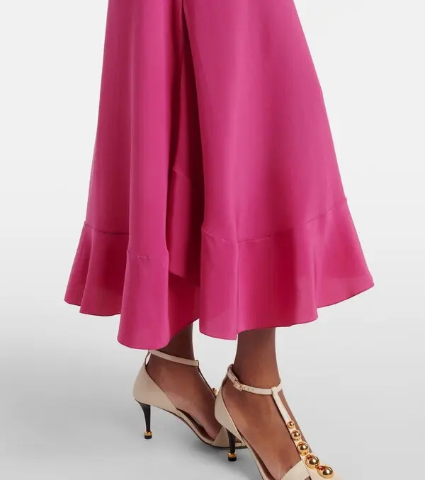 Chloé Ruffled Silk Midi Dress - Pink