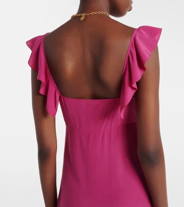 Chloé Ruffled Silk Midi Dress - Pink