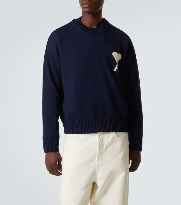 AMI Paris De Cœur Wool And Cotton Sweater