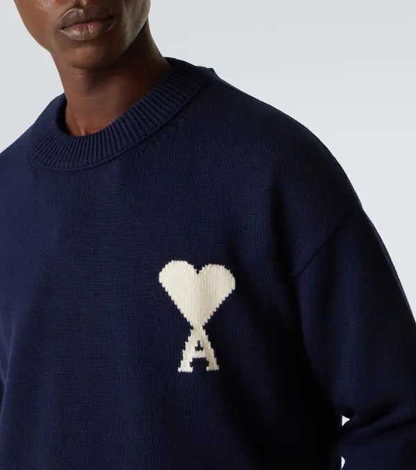 AMI Paris De Cœur Wool And Cotton Sweater