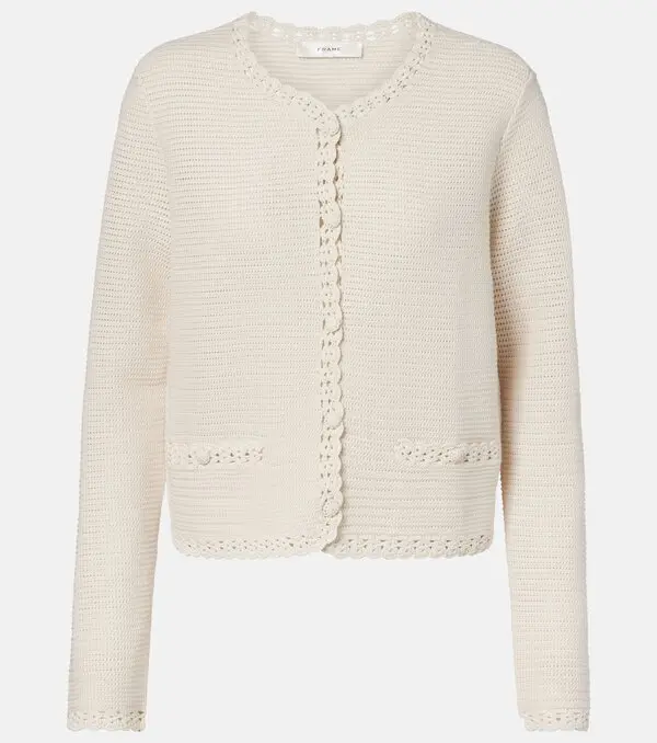 FRAME Crochet-trimmed Wool-blend Jacket - White