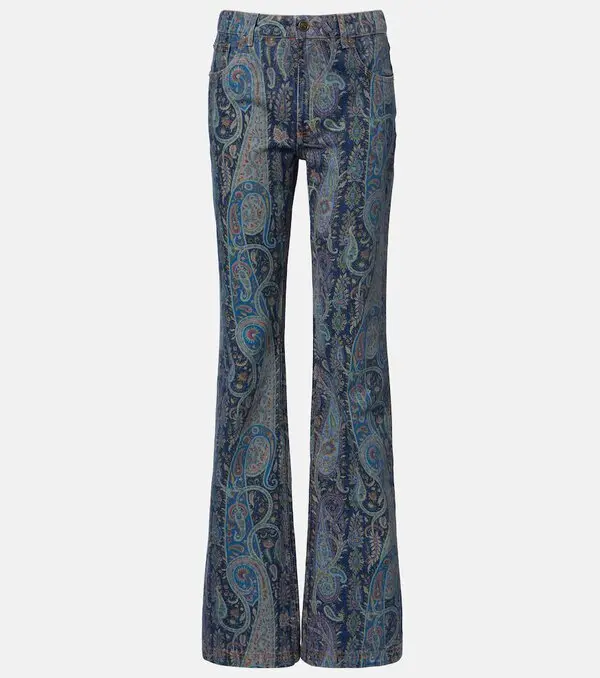 Etro Printed Flared Jeans - Blue