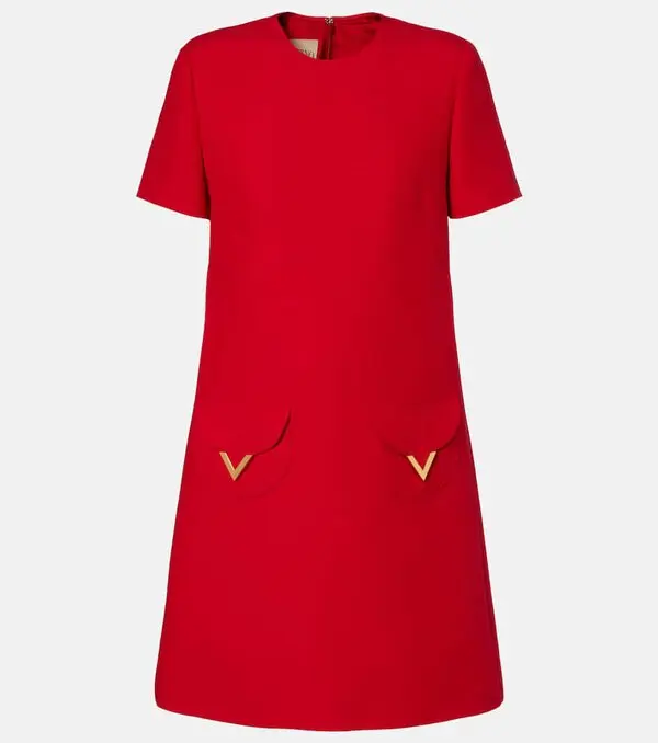 Valentino Garavani Crepe Couture Vgold Mini Dress - Red