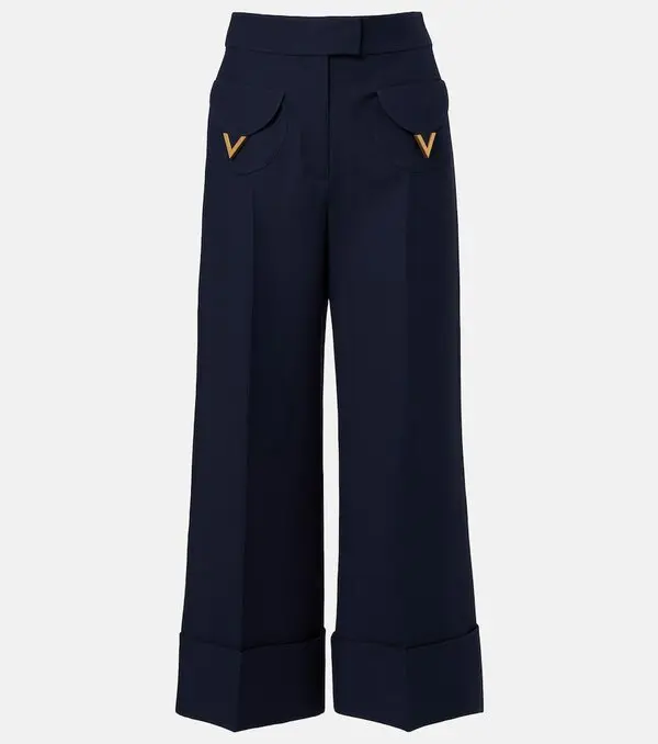 Valentino Garavani Crepe Couture Wide-leg Pants - Blue