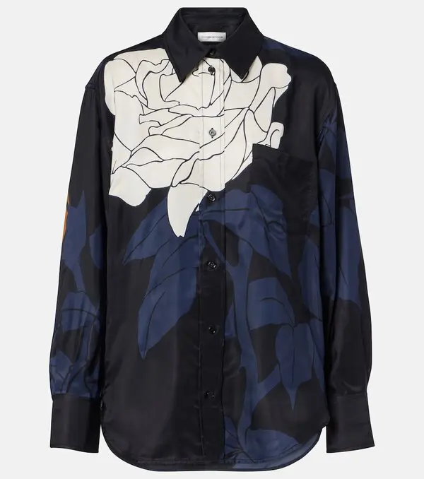 Victoria Beckham Floral Viscose Shirt - Blue