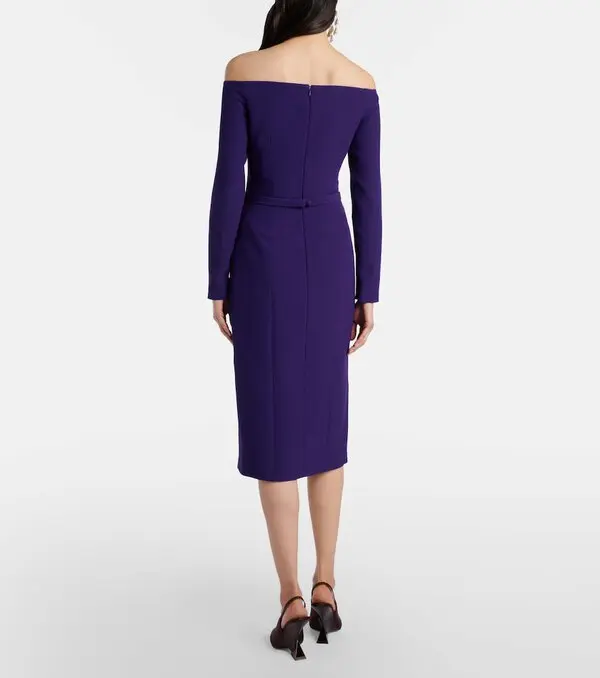 Safiyaa Jay Floral-appliqué Crêpe Midi Dress - Purple