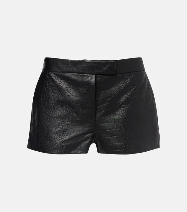 Alex Perry Croc-effect Leather Shorts
