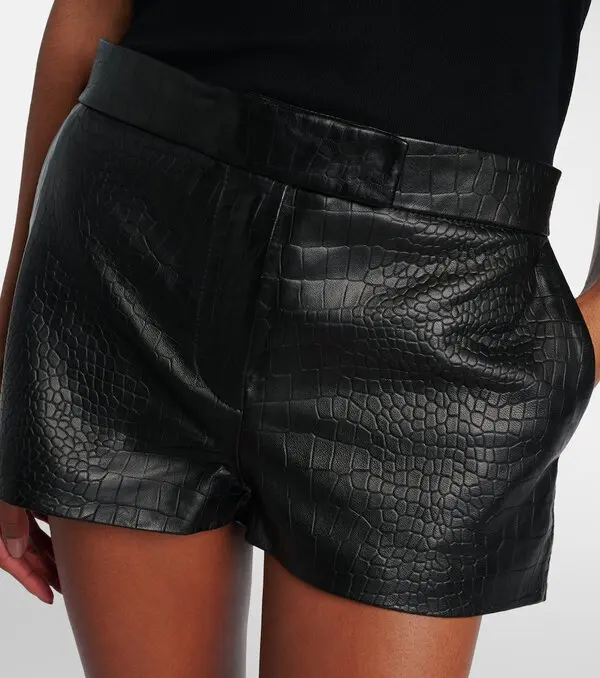Alex Perry Croc-effect Leather Shorts