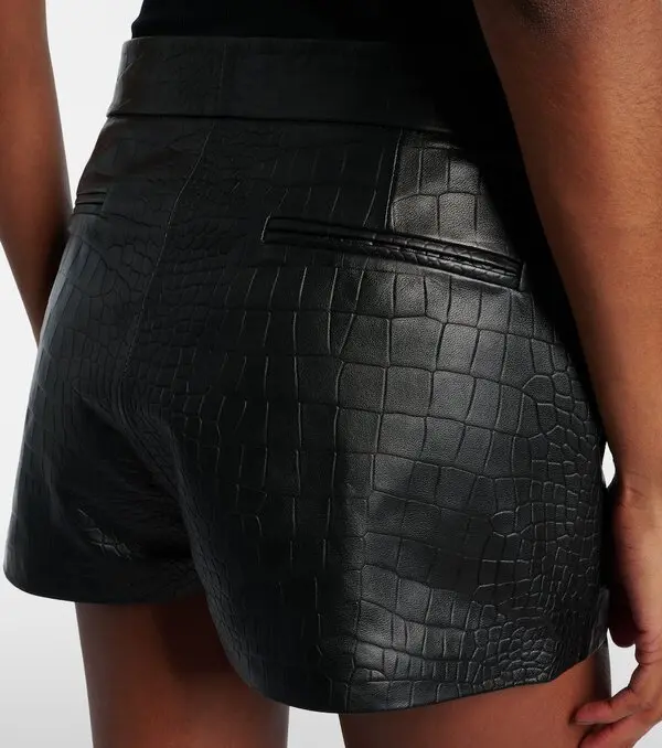 Alex Perry Croc-effect Leather Shorts