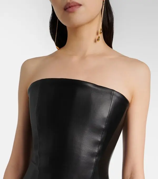 Alex Perry Strapless Leather Midi Dress