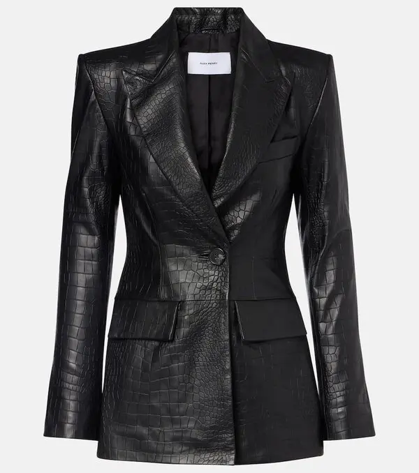 Alex Perry Croc-effect Leather Blazer