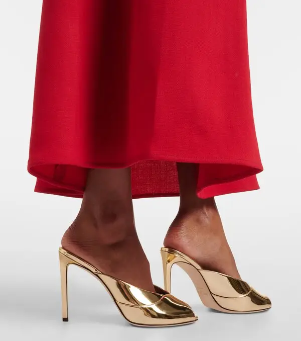 JIMMY CHOO Brigitte 100 Mirrored Leather Mules - Gold