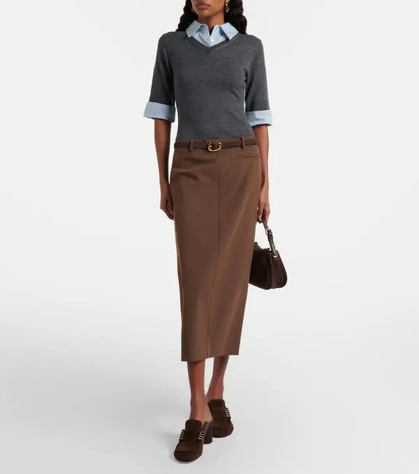 Staud Layered Wool-blend Midi Dress