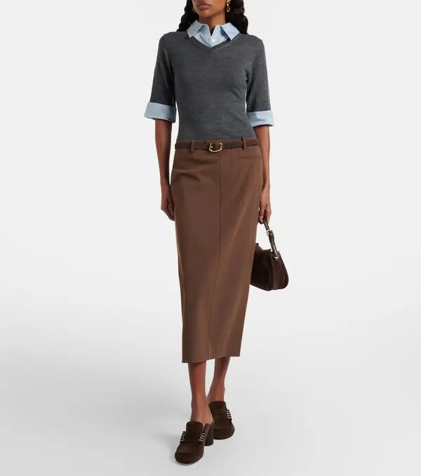 Staud Layered Wool-blend Midi Dress