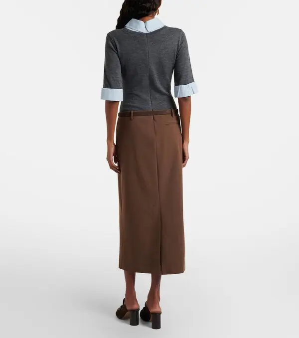 Staud Layered Wool-blend Midi Dress