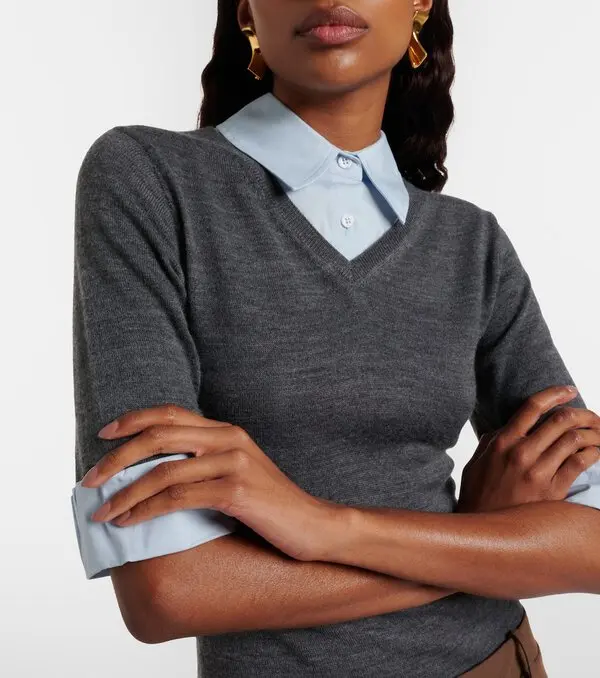 Staud Layered Wool-blend Midi Dress