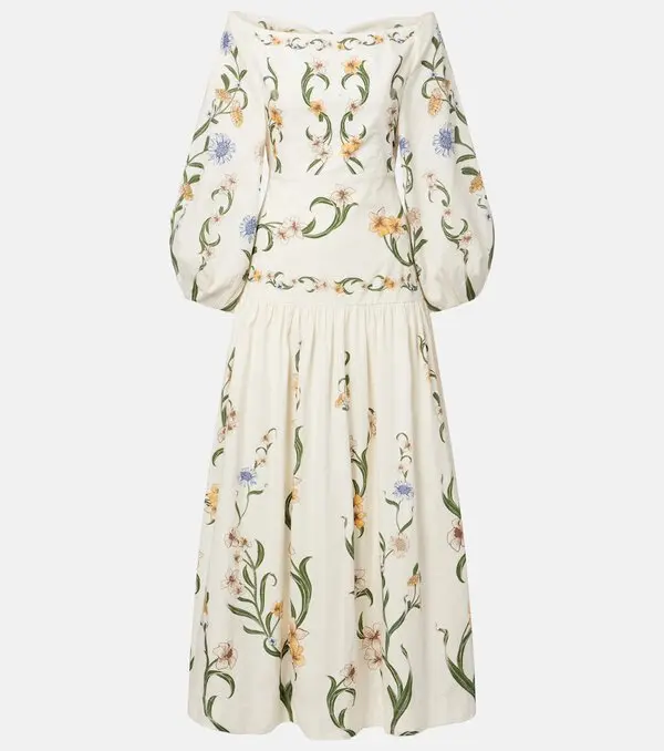 Agua Bendita Floral Cotton Maxi Dress - White
